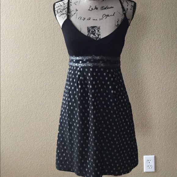 Guess | Dresses | Guess Black Empire Waist Dress With Silver Flowers ...